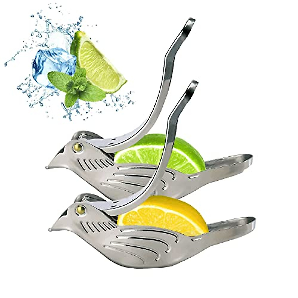 OGWSRK Elegant Bird shaped Stainless Steel Manual Lemon Juicer and Lime Extruder, Manual Lemon Juicer, Stainless Steel Fruit Juicer Portable Lemon Citrus Bird Lemon Juicer Kitchen Gadget Manual Lemon Juicer Silver (2 pieces)