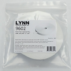 Lynn Manufacturing Strip Ceramic Fiber Alternative Paper, 2100F Rated, 1" x 1/8" x 200", High Temperature Gasketing for Boiler, Wood Stove, Pellet Stove, Furnace, Kiln, Forge, 9602