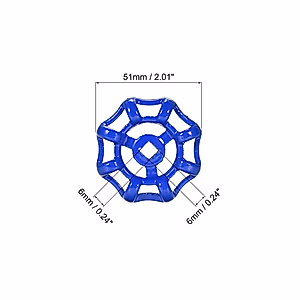 uxcell Metal Outside Faucet Round Wheel Handle, Square Broach 6x6mm, Wheel OD 51mm Paint Cast Steel for Garden Blue 6Pcs