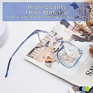 FONHCOO Blue Light Blocking Glasses Women Men TR90 Fashion Round Frame Transparent Eyewear Anti UV Glare Computer Blue light Glasses for Women Men