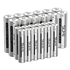 SUKAI AA AAA Rechargeable Batteries Combo - 12 Pack 1100mAh AAA & 12 Pack 2800mAh AA Rechargeable Batteries 1.2V High Capacity Low self-Discharge Ni-MH Battery