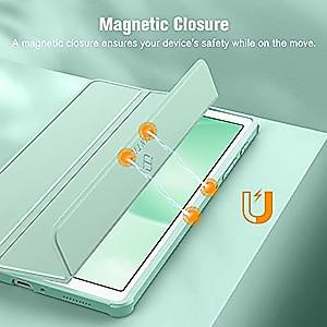 Fintie Hybrid Slim Case for Samsung Galaxy Tab A7 Lite 8.7 Inch 2021 Model (SM-T220/T225/T227), Shockproof Cover with Clear Transparent Back Shell, Green