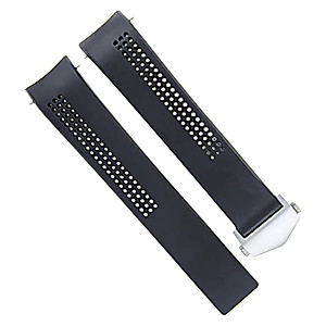 Ewatchparts 22MM RUBBER BAND STRAP COMPATIBLE WITH TAG HEUER CARRERA CALIBRE 5 16 17 WATCH BLACK