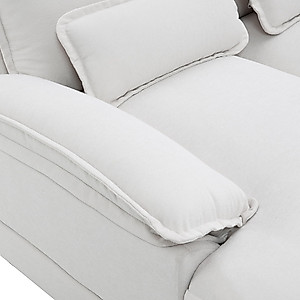 110" U-Shaped Sectional Sofa, Modern 6-Seater Upholstered Chenille Cloud Sofa Couch, Large Sleeper Sofa with Double Chaise Lounge for Living Room Bedroom Apartment Office (Cream White)