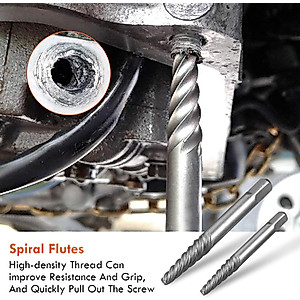 5Pcs Screw Extractor Set Spiral Flute Bolt Extractor Set Cr-MO Easy Out Bolt Extractor Set for Removing Stripped Screws and Broken Bolts
