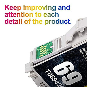 Uniwork Remanufactured Ink Cartridge Replacement for Epson 69 use for Stylus CX6000 CX8400 NX400 NX410 NX415 NX515 Workforce 600 610 615 1100 Printer Tray, 5 Pack