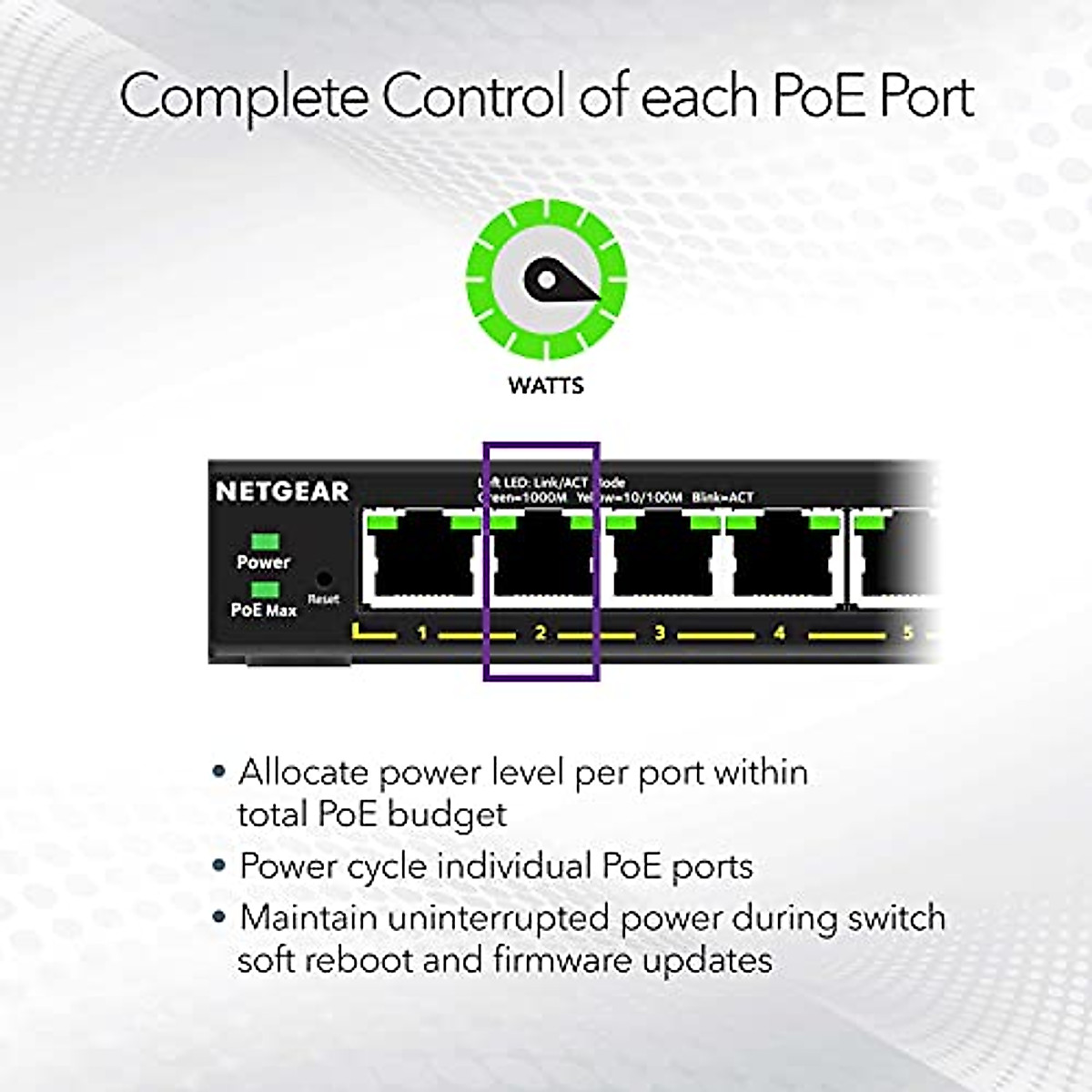 NETGEAR 8 Port PoE Gigabit Ethernet Easy Smart Managed Essentials Switch (GS308EP) - with 8 x PoE+ @ 62W, Desktop or Wall Mount