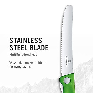 Victorinox Swiss Classic Foldable Paring Knife, Wavy Edge Green 4.3 in