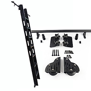 Sliding Barn Door Kit, Rolling Ladder Hardware Round Tube Mobile Ladder Rail (No Ladder), Complete Set of Hardware for Sliding Ladder Hanging Rail + Extension Rail ( Size : 10ft/300cm Track kit )