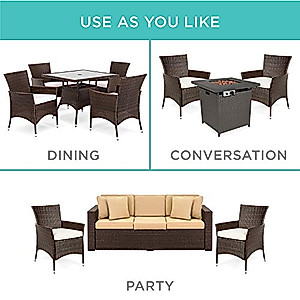 Best Choice Products Set of 2 Modern Contemporary Wicker Patio Furniture Dining Chairs for Backyard, Poolside, Garden w/Water-Resistant Cushions, Handwoven, Fade-Resistant - Brown