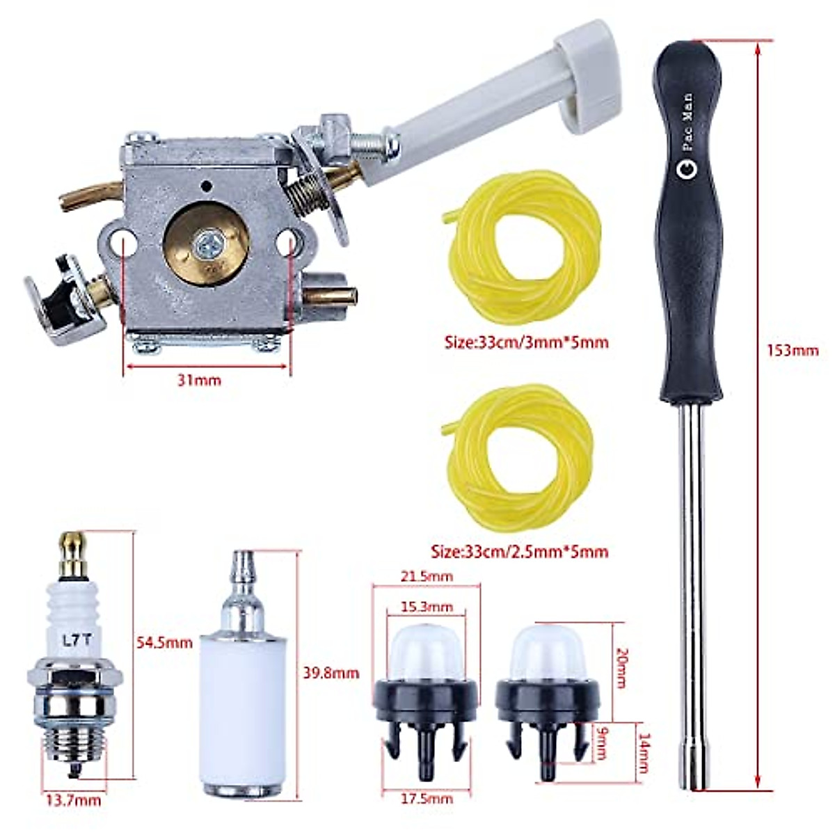 Adefol RY08420A Backpack Leaf Blower Carburetor and Carb Adjusting Tools for Ryobi BP42 RY08420 with Fuel Filter Line Replacement Parts for 308054079 530069247