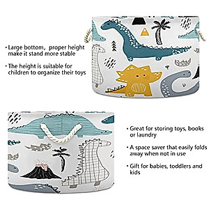 Large Round Storage Basket,Creative Childish DinosaurToy Basket Nursery Bins & Boxes Laundry Hamper for Bathroom/Bedroom/Home Decor