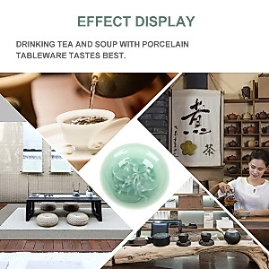 DOITOOL Chinese Sake cup Ceramic Sake Tea Cup Cyan Clay Creative Embossed Celadon Tea Cup Porcelain Bowl, Color Change, Plant Pattern Tableware Wide Mouth Tea Bowl(Random Embossed Pattern)