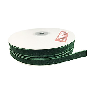 QIANF Vintage Green Velvet Ribbon, 3/8 Inch X 25Yd