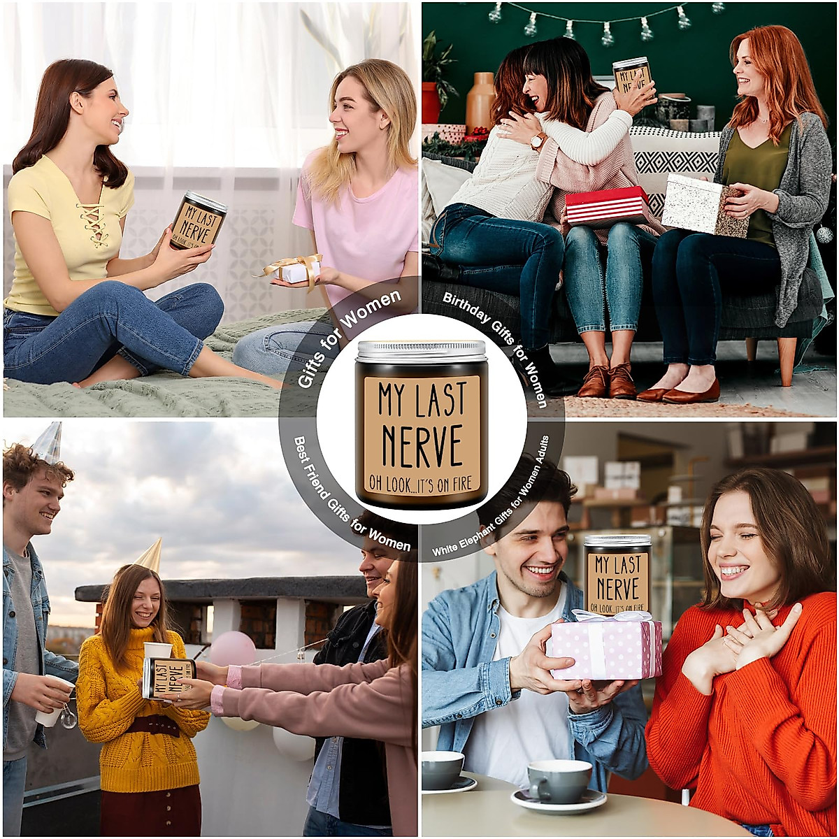 Birthday Gifts for Women, Funny Gifts for Best Friend Women - My Last Nerve Candle - Mother's Day Christmas Valentines Day Gifts for Her, Mom, BFF, Best Friends, Girlfriend, Sister