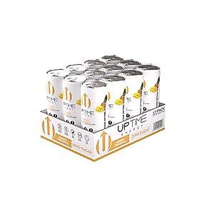 UPTIME Energy Drink, Mango Pineapple, 12 Pack, Vitamin C, L Theanine, Calcium, Sugar Free Energy Drinks for Focus Support, 142mg of Natural Caffeine, 5 Calories, Clean, Natural, Non GMO, 12 fl oz Cans