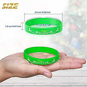 48 Pieces Christmas Wristband Silicone Bracelets, Xmas Rubber Band Wristbands Accessories Gift for Kids Adults Stocking Stuffers, Holiday Decoration Wrist Band Party Supplies Favors
