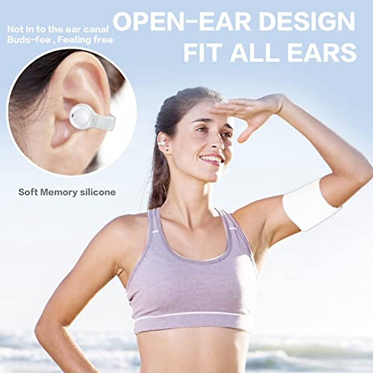 Bone Conduction Earbuds Head Set Wireless Bluetooth Ear Clip Bone Conduction Headphones Headset Earclip Earphones Induction Earphones Bone Conducting Clip On Headphones Open Ear Earbuds Clip On