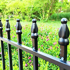 Thealyn Metal Decorative Garden Fence 22" Wide x 18" High (5 Panels, Total Length 9.17 feet), Metal Border Folding Fence, Landscape Fencing for Flower Bed, Yard, Animal Barrier (Black)