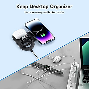 Wireless Charger 3 in 1, Foldable Magnetic Wireless Charging Station Travel Charging Pad, Compatible with iPhone 14 13 12 11 Pro/Max/XR/X, for Apple Watch/iWatch Ultra/8/7/6/SE/5/4, Airpods 3/Pro/2