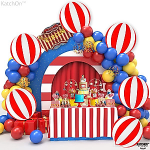 KatchOn, Red and White Carnival Balloons - Pack of 6, Circus Decorations | Red and White Striped Balloons for Carnival Theme Party Decorations | Circus Theme Party Decorations | Carnival Decorations
