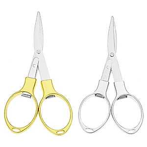 2 Pieces Home Office Travel Folding Scissors, Stainless Steel Telescopic Cutter, Safety Portable Travel,Folding Safety Scissors Trip Scissors