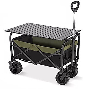 Suuim Heavy Duty 250kg Capacity Collapsible Wagon, Outdoor Folding Camping Wagons, Portable Utility Cart (Color : B) (A)