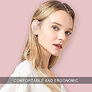 Pink Over Ear Wireless Earbuds with Earhooks Running Bluetooth Earbuds with ear hook Waterproof Small Earphones in Ear Headphones Noise Cancelling Headset Android Ear Buds for Workout Sport Gym