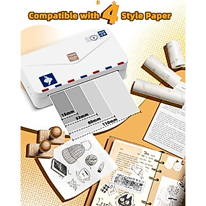 Memoqueen Mini Sticker Printer M04AS Portable Thermal Printer Wireless Bluetooth Printer for iPhone, Support 15/53/80/110mm Paper, Compatible with iOS & Android, Great for Memo, Notes, Photo, Journal