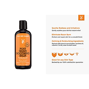 Van Der Hagen Post Shave Soothing Balm - Natural Ingredients for Soothing and Moisturizing Post Shave Finish, Unscented, 3.4 oz