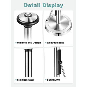 SMARTAKE Standing Paper Towel Holder, Rustproof Paper Towel Organizer with Tension Arm, Modern Toilet Paper Holder with Weighted Base, Roll Dispenser for Kitchen Countertop Home Dining Table, Silver