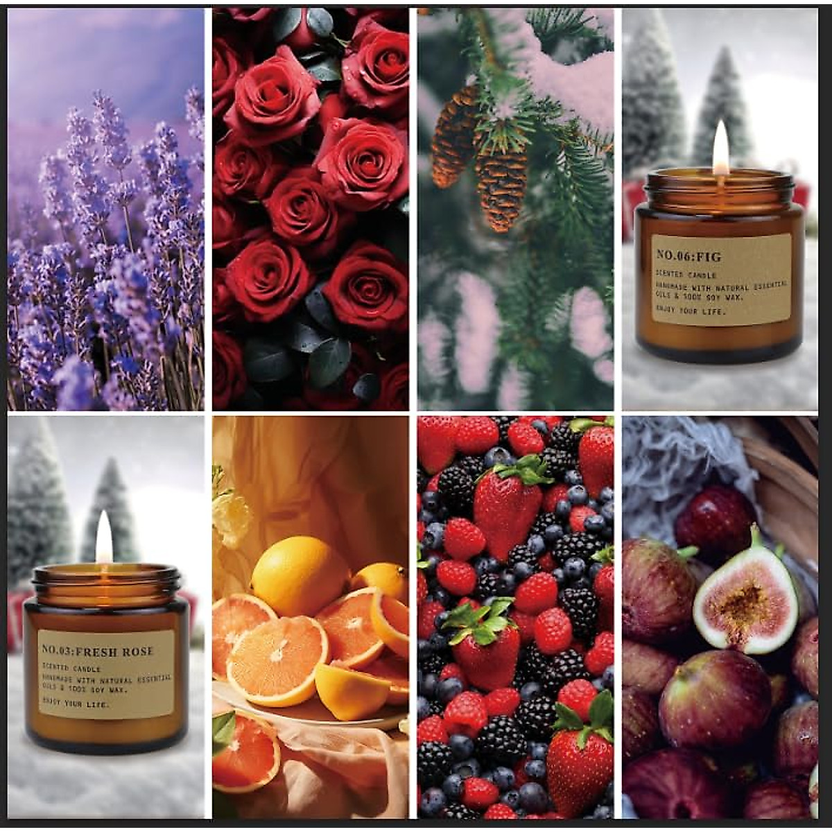 Candles for Home Scented,6Pack Soy Wax Candle Sets,Aromatherapy Candle Gift Set for Women,150 Hours Long Burn Time, Amber Jar Candle Candles Gift for Birthday