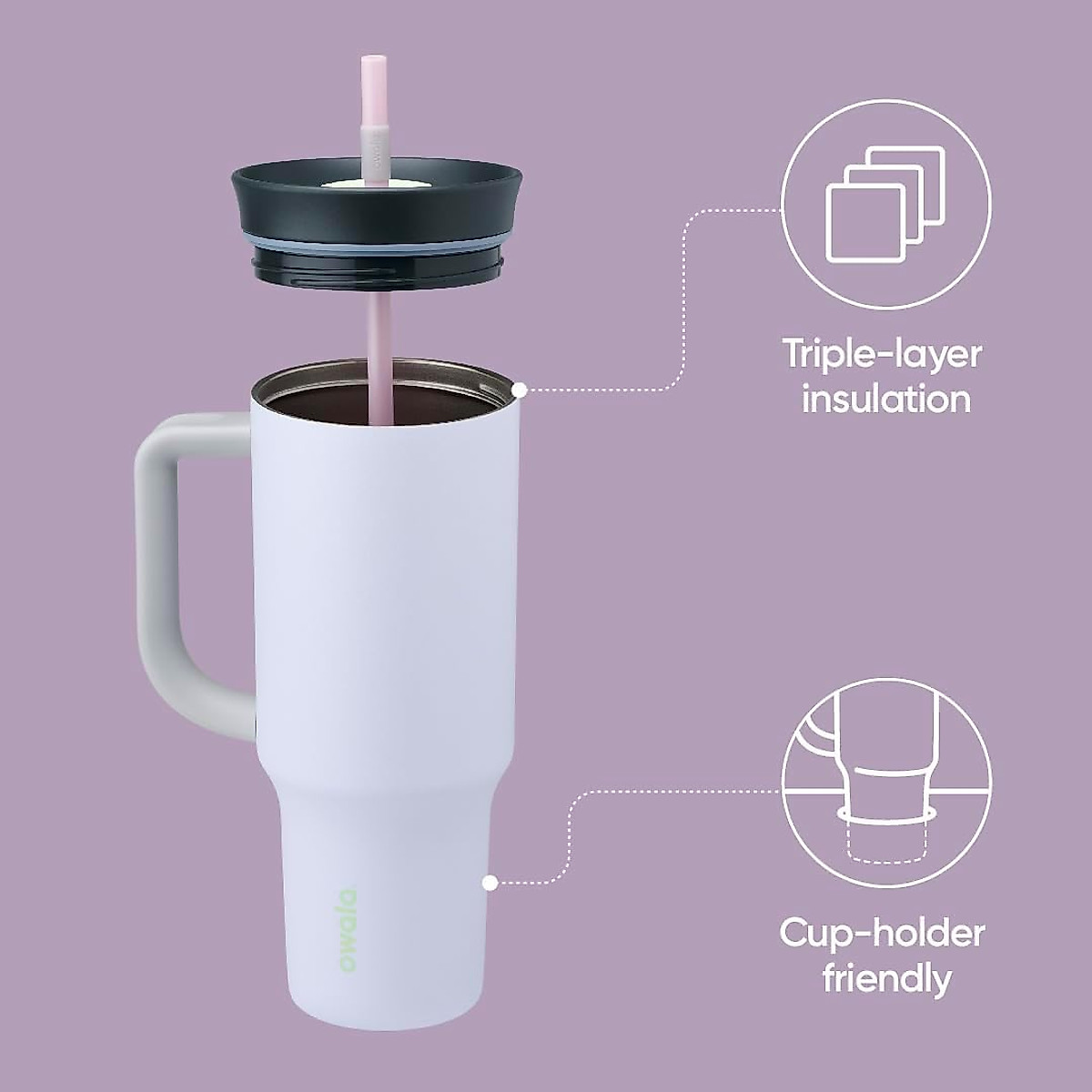 Owala 40oz Tumbler and 32oz Water Bottle Bundle with Insulated Stainless Steel, Spill Resistant Lids, Straws, and Double Wall Insulation