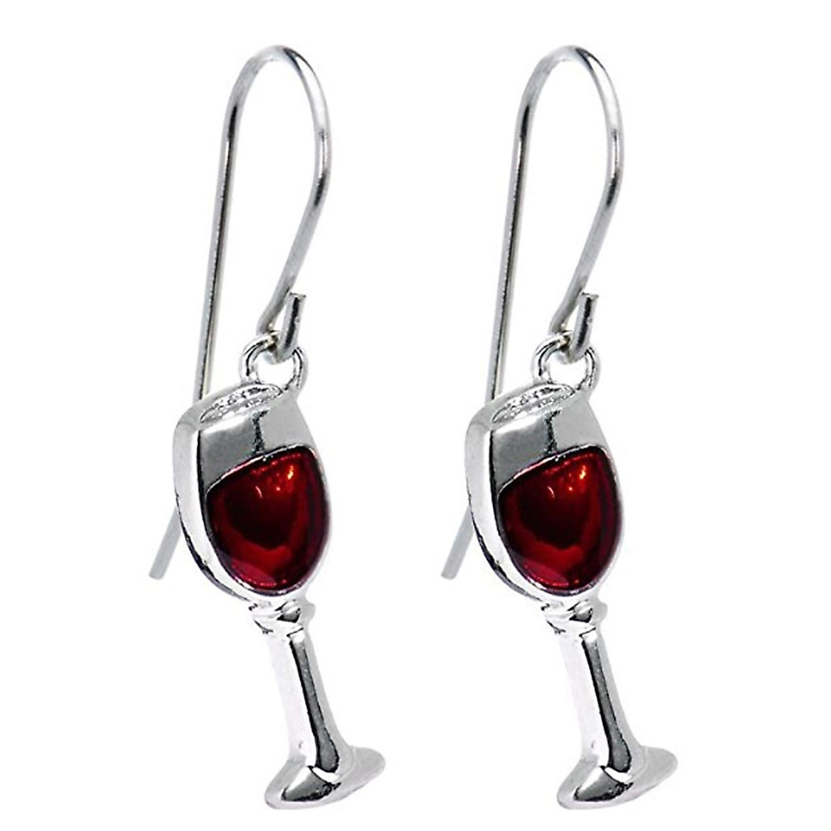 Red Wine Glass Dangle Earrings Dainty Unique Handmade Metal Earrings for Women Jewelry(A)