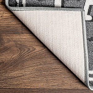 nuLOOM Graphic Machine Washable Laundry Mat, 2x5, Dark Grey