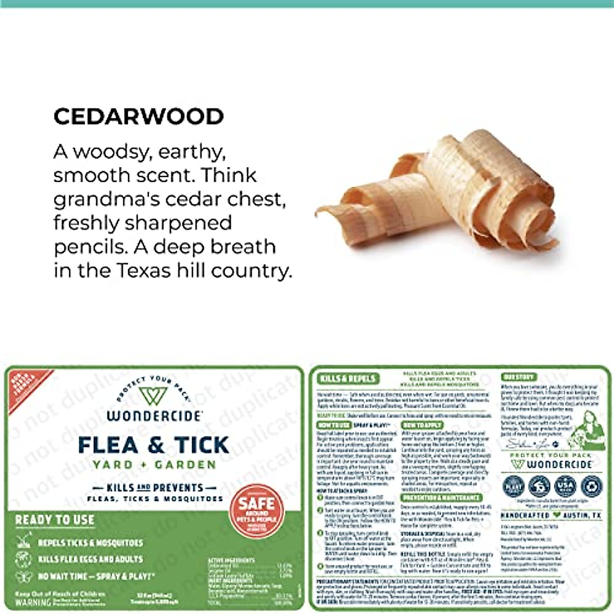 Wondercide - Ready to Use Flea, Tick, and Mosquito Yard Spray with Natural Essential Oils – Mosquito and Insect Killer, Treatment, and Repellent - Plant-Based - Safe Around Pets, Plants, Kids - 32 oz