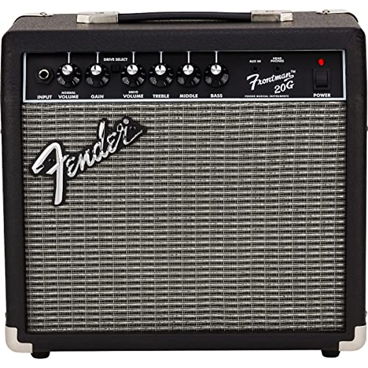 Fender Frontman 20G Guitar Combo Amplifier - Black Bundle with Instrument Cable and Picks