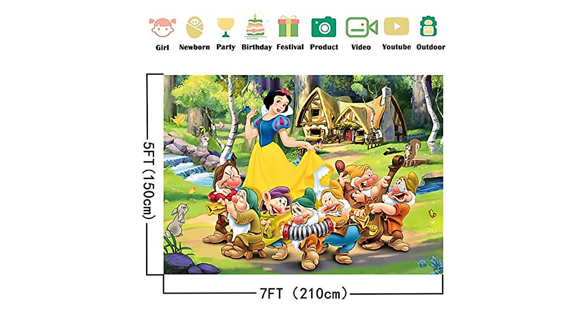 Snow White Backdrop for Princess Parties - 7x5 ft Fairy Tale Decor