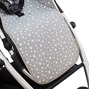 JYOKO Kids mat Compatible with Uppababy Vista 100% Cotton + Foam + 3D Air Confort (White Star)