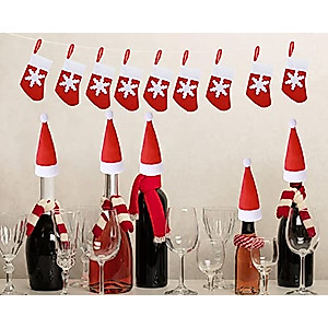 Sawysine 36Pieces Christmas Silverware Holders Christmas Stockings Dinner Table Decorations Mini Santa Hats Cutlery Holder Fork Spoon Knife Storage Bag for Dinnerware Xmas Holiday Dinner Supplies