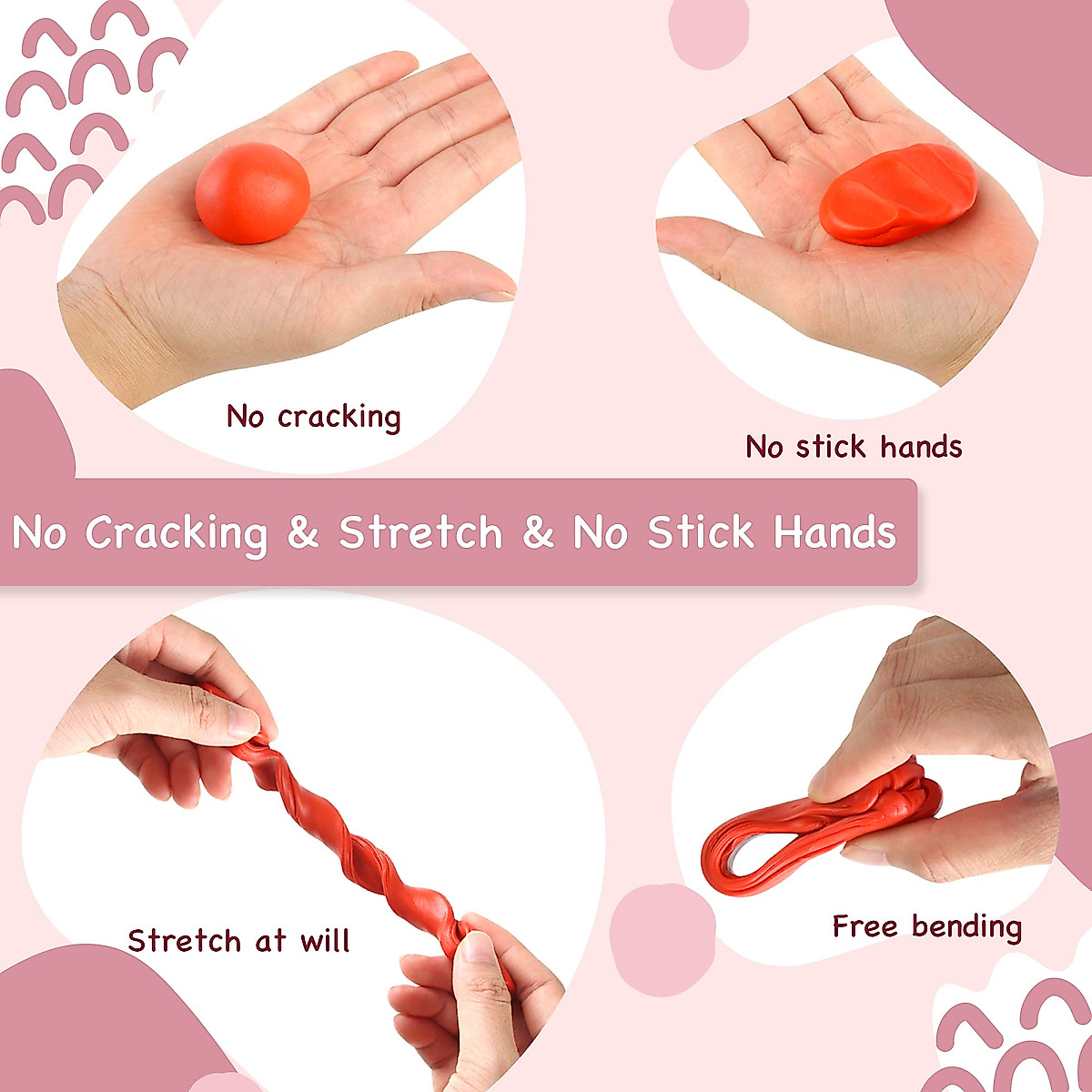 Polymer Clay 52 Colors, Modeling Clay for Kids, Non-Sticky Oven Bake Clay with Sculpting Tools and Accessories, Halloween Christmas Gift for Children and Artists.