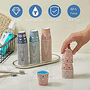 Lamosi 300 Pack - Small Paper Cups 3 oz, Disposable 3oz Bathroom Cups, Mouthwash Cups, Snacks Beverages Sampling Cups for Home Party Travel, 3 Ounce - Geometric