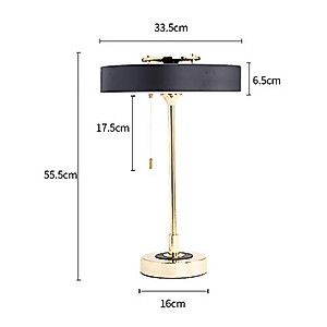 ZXZB Reading Lamp Desk Lamp Metal Modern Desk Lamp with Shade and Pull Switch Table Lamp/Black