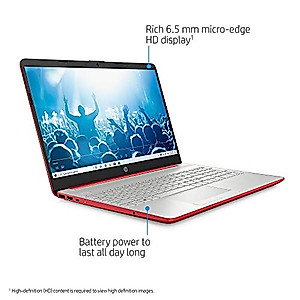 2021 HP Pavilion 15.6" HD Laptop Computer, Intel Pentium Processor, 16GB RAM, 1TB SSD, HD Webcam, USB-C, HDMI, Ethernet RJ-45, Windows 10 S, Red, GOLDOXIS 32gb MicroSD Card