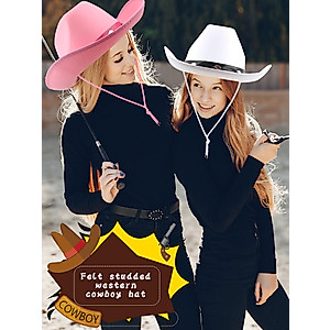 SGBETTER 4 Pack Cowboy Hat Felt Studded Western Rodeo Texan Cowboy Cowgirl Hat for Adult Cowboy Theme Party Costume Accessory Cosplay Dress up, 4 Colors