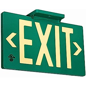 UL Listed 50 foot Jessup Glo Brite 7040-B 8.75 x-15.5-Inch Single Sided Exit Sign with Frame, Green(Mounts 4 ways, includes bracket and arrows)