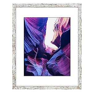 TWING Rustic Picture Frames 11x14 Set of 3, Distressed White Large Gallery Wall Frame Set Display Photos 8 x 10 with Mat or 11 x 14 without Mat Wall Mounting Display Composite Wood