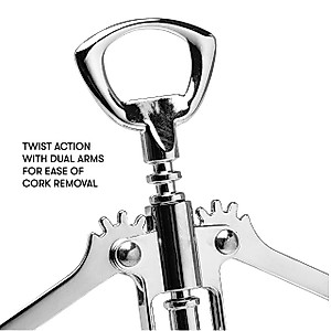 Cooking Light Premium Stainless Steel Wine, Professional and Portable Bottle Opener, All-in-One Winged Corkscrew, Silver