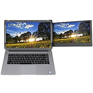 OFIYAA P1 12'' Portable Monitor Laptop Monitor Extender Dual Screen FHD IPS Type-C/HDMI/USB-A 2 Speakers Display Extender for PS5 Compatible with 13''-16'' Mac PC/Notebook (12 Inch)