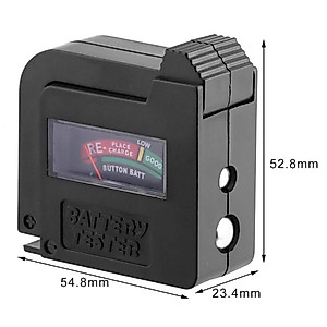 Battery Tester,Universal Battery Checker Meter,Multi Purpose Household Battery Load Tester Checker for AA/AAA/C/D/9V/1.5V Small Button Cell Batteries 12 V Lantern Cells & More (Black)